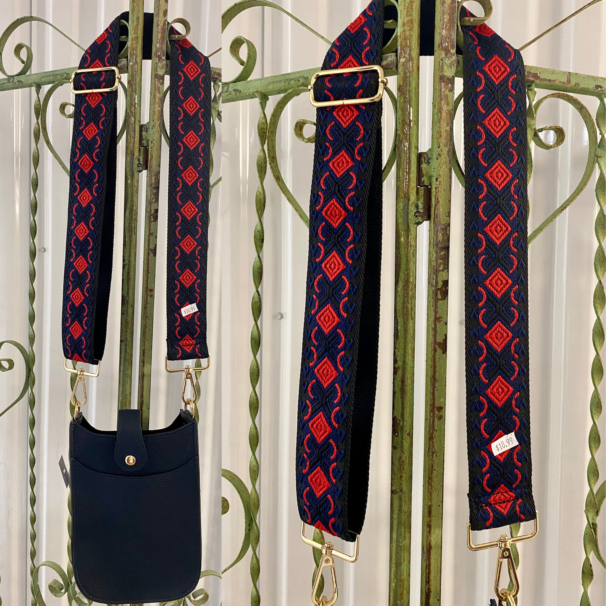 The Navy and Red Adjustable Purse Strap | Guitar Style Purse Strap – NY ...
