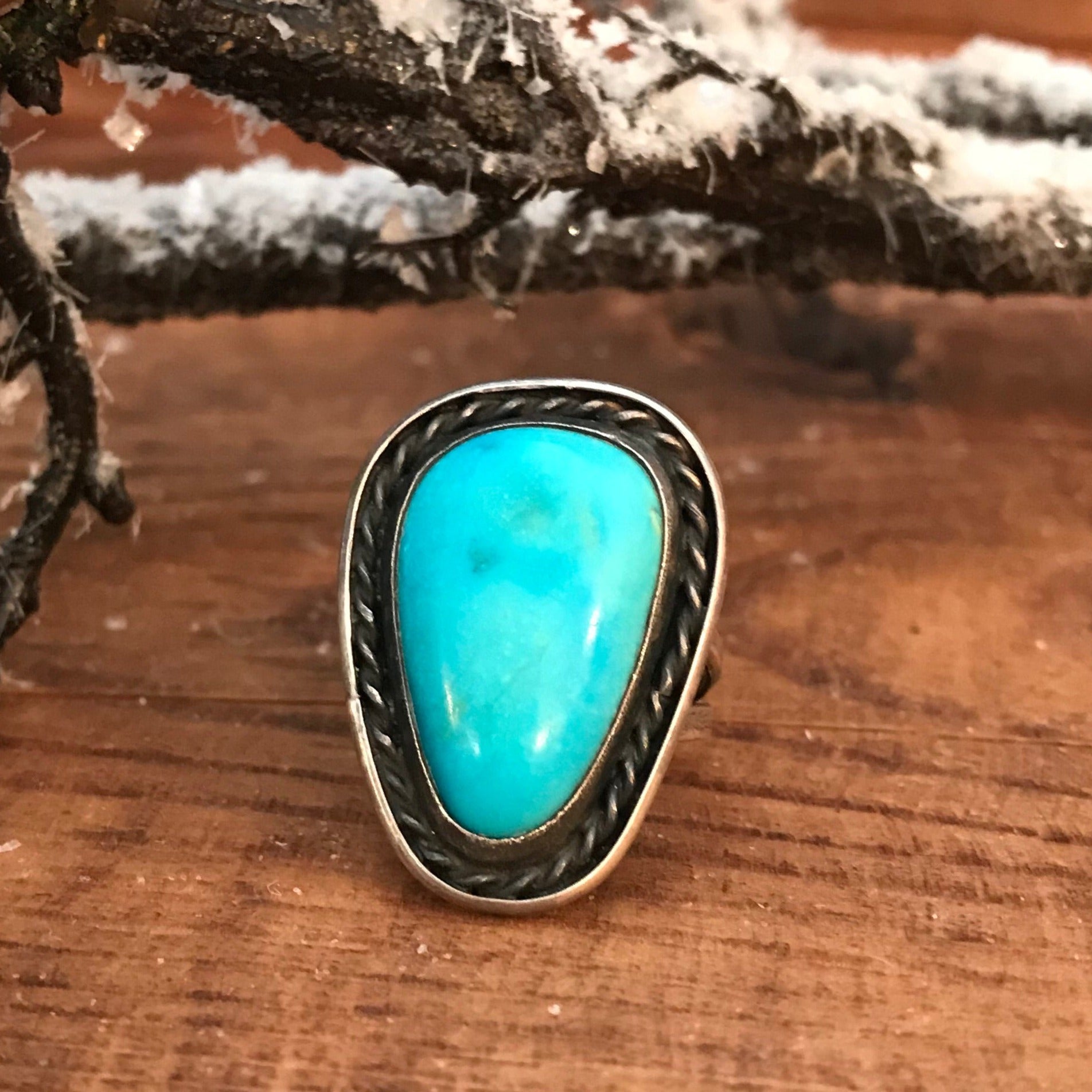 Classic Native American Made Sterling Silver Turquoise Ring Size 8.5 ...